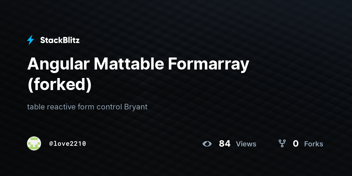 Angular Mattable Formarray (forked) - StackBlitz