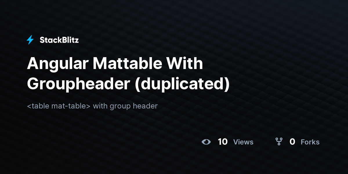 Angular Mattable With Groupheader (duplicated) - StackBlitz