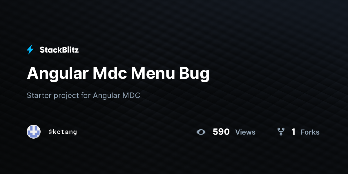 Angular Mdc Menu Bug - StackBlitz