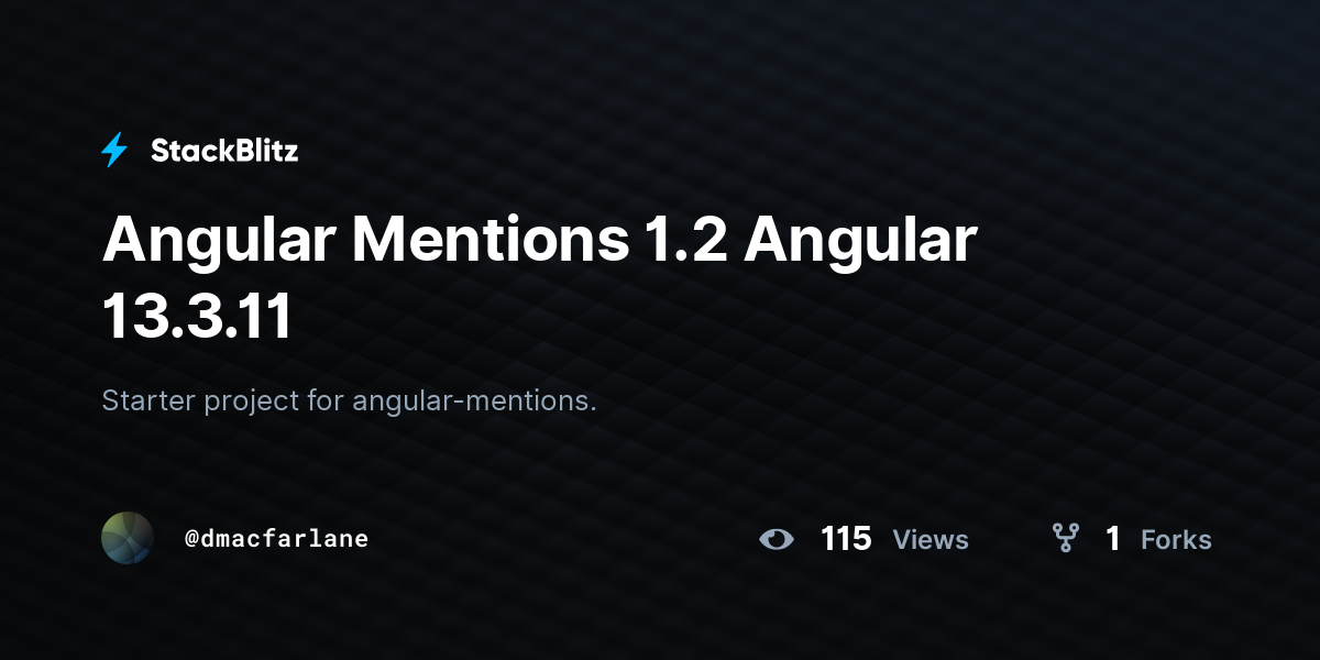 Angular Mentions 1 2 Angular 13 3 11 Stackblitz