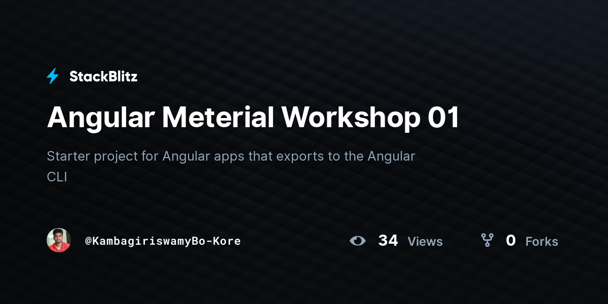 Angular Meterial Workshop 01 - StackBlitz