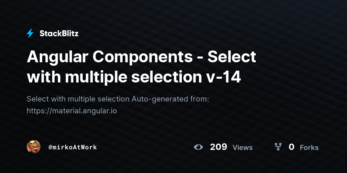 Angular Components - Select with multiple selection v-14 - StackBlitz