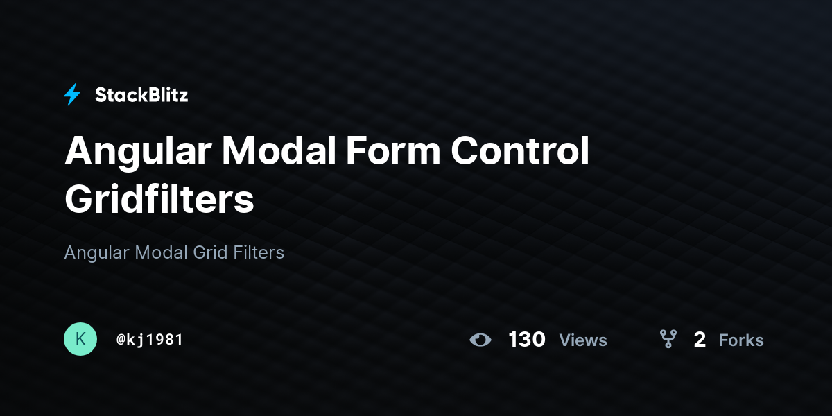 Angular Modal Form Control Gridfilters - StackBlitz
