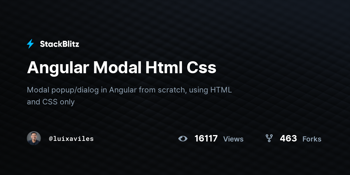 Angular Modal Html Css Stackblitz 