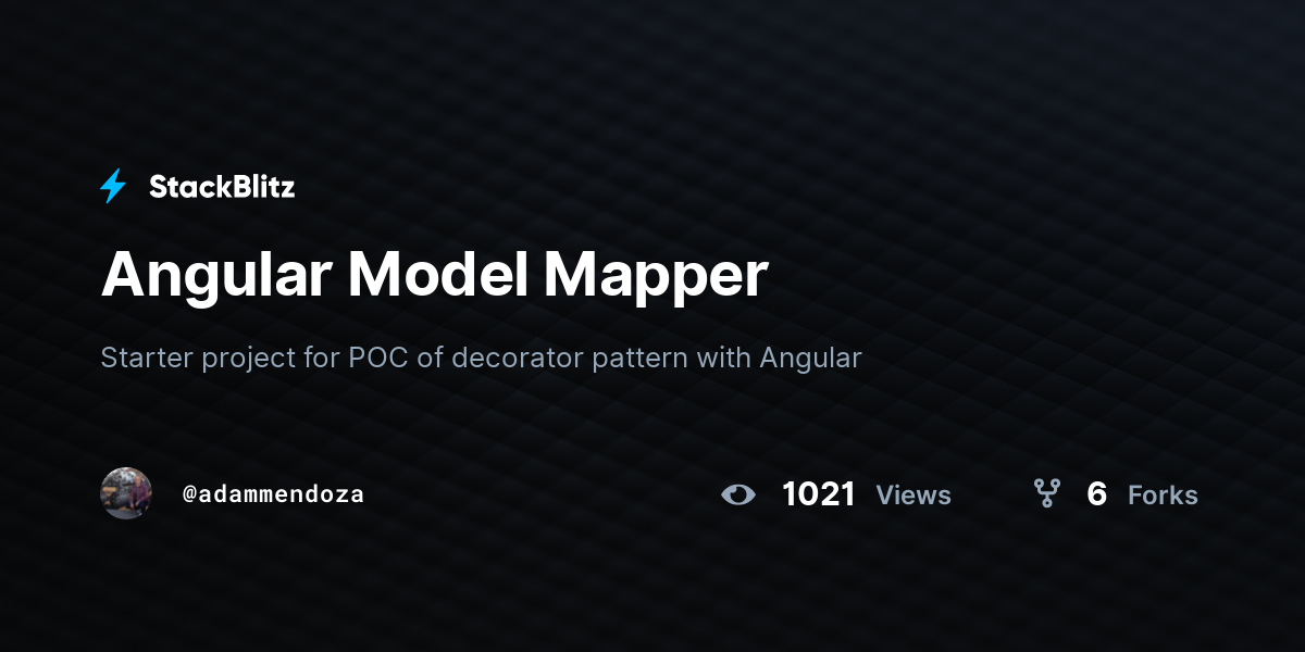 Angular Model Mapper - StackBlitz Angular Model Mapper - StackBlitz