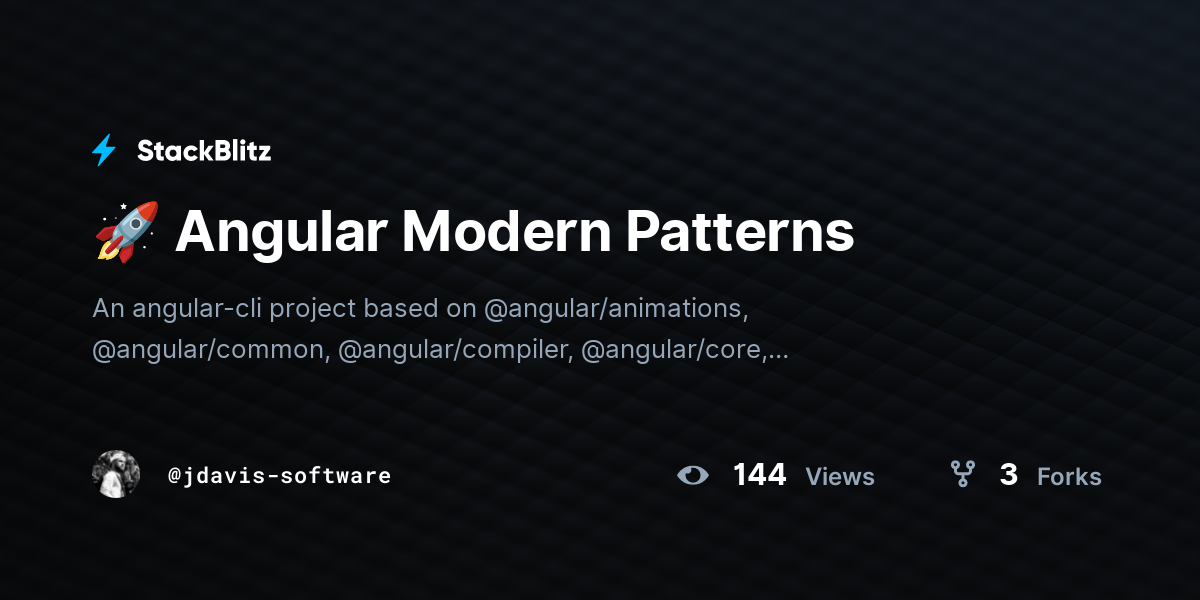 🚀 Angular Modern Patterns - StackBlitz