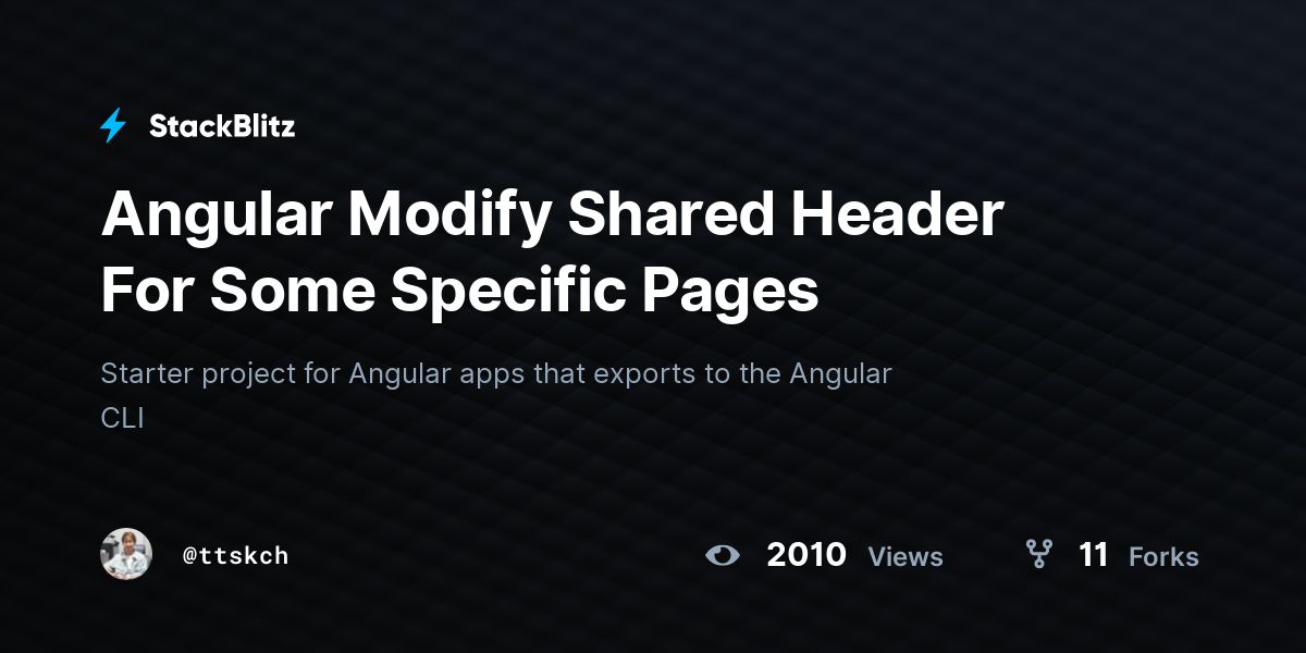 Angular Modify Shared Header For Some Specific Pages - StackBlitz