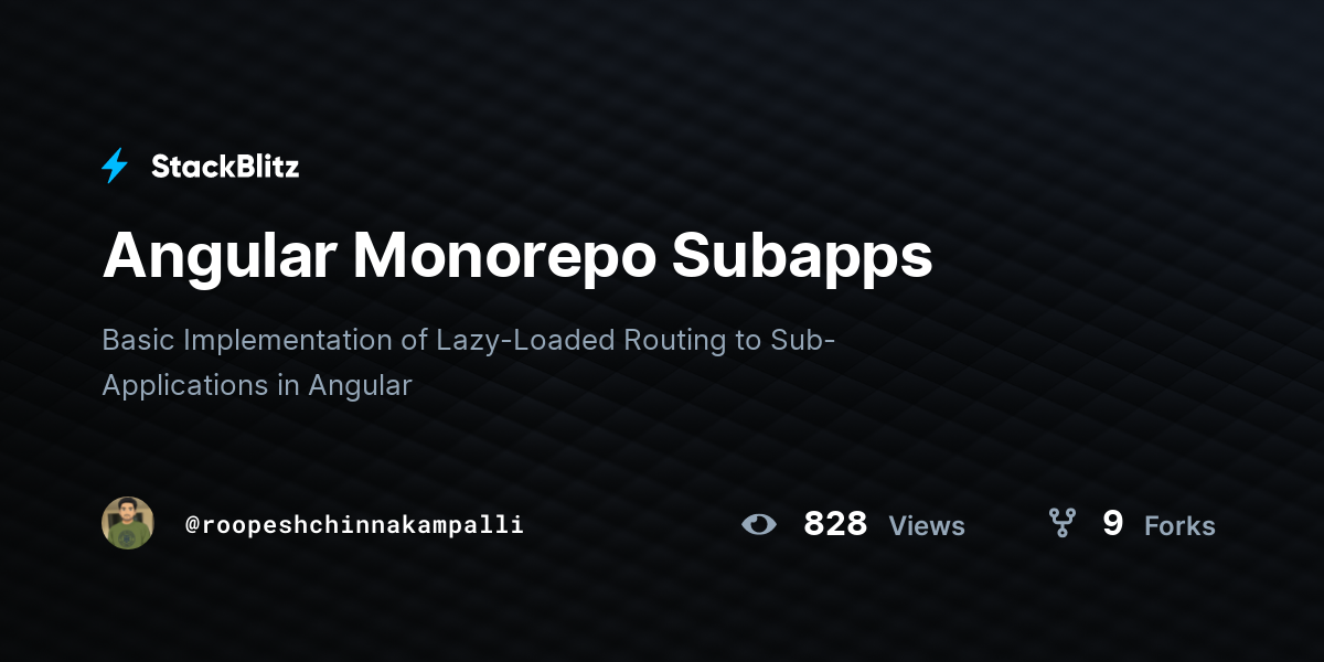 Angular Monorepo Subapps - StackBlitz Angular Monorepo Subapps - StackBlitz