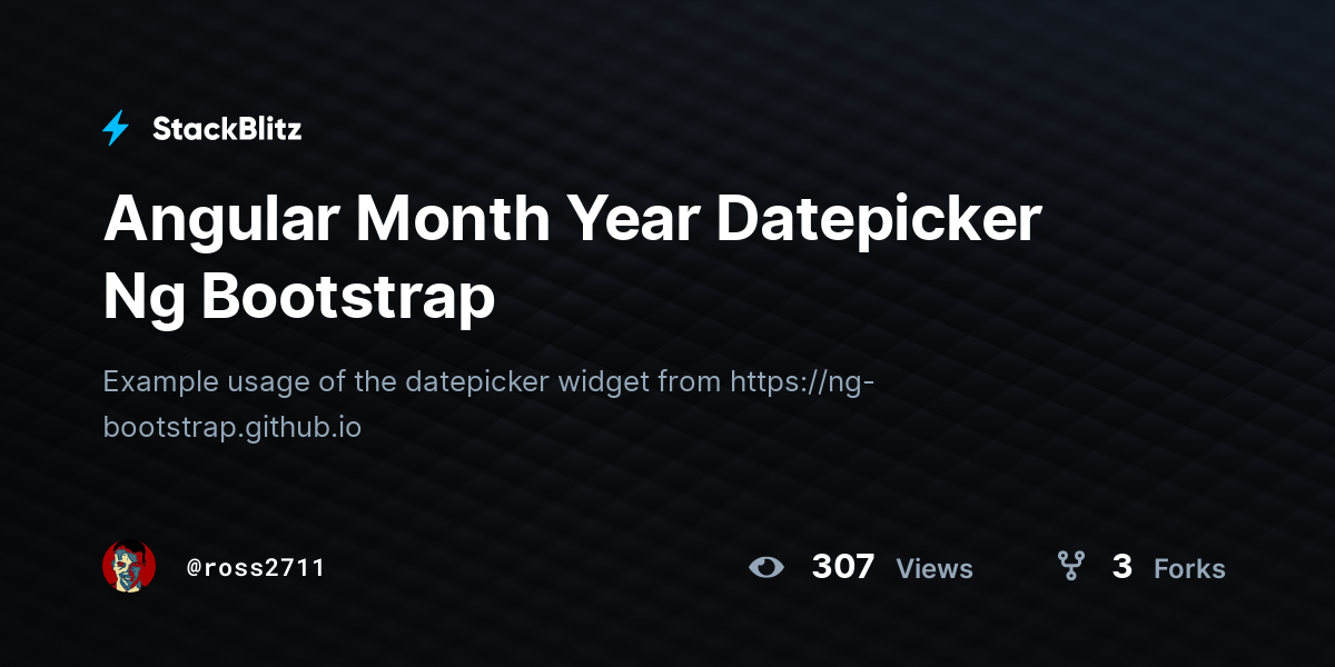 Angular Month Year Datepicker Ng Bootstrap - StackBlitz