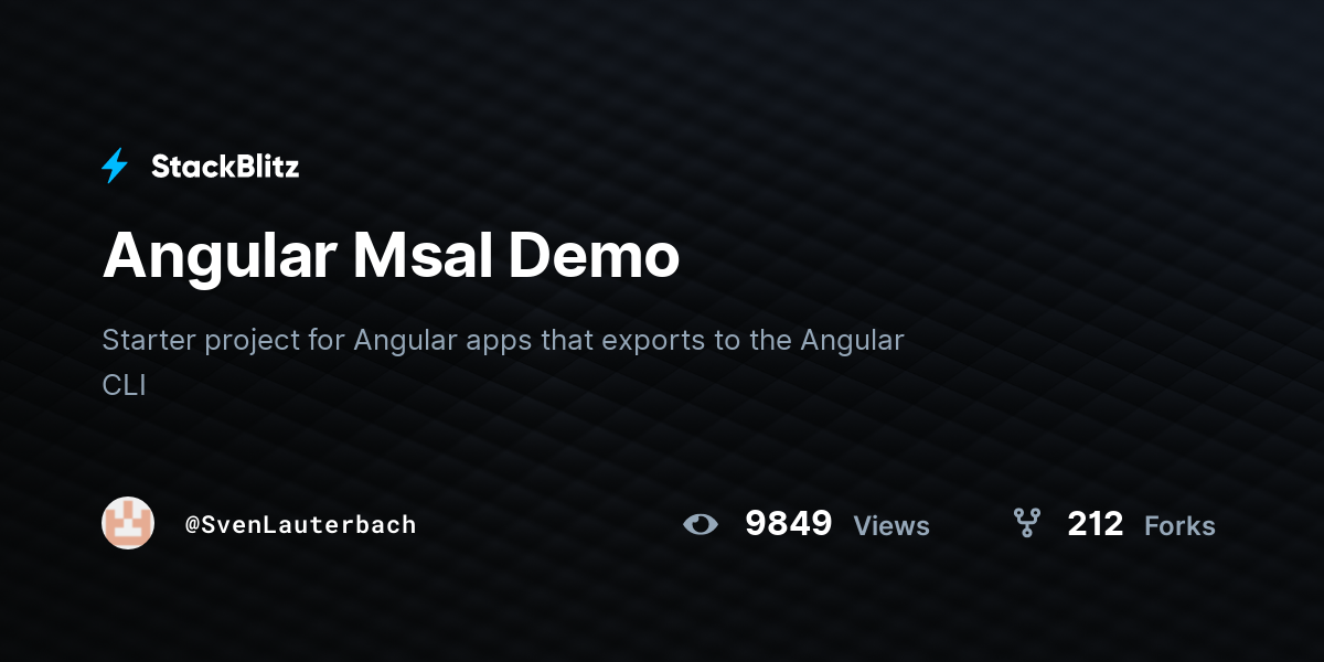 Angular Msal Demo - StackBlitz Angular Msal Demo - StackBlitz