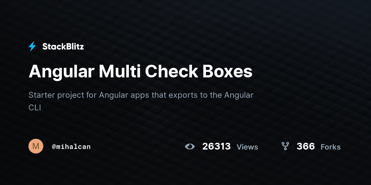 Angular Multi Check Boxes - StackBlitz