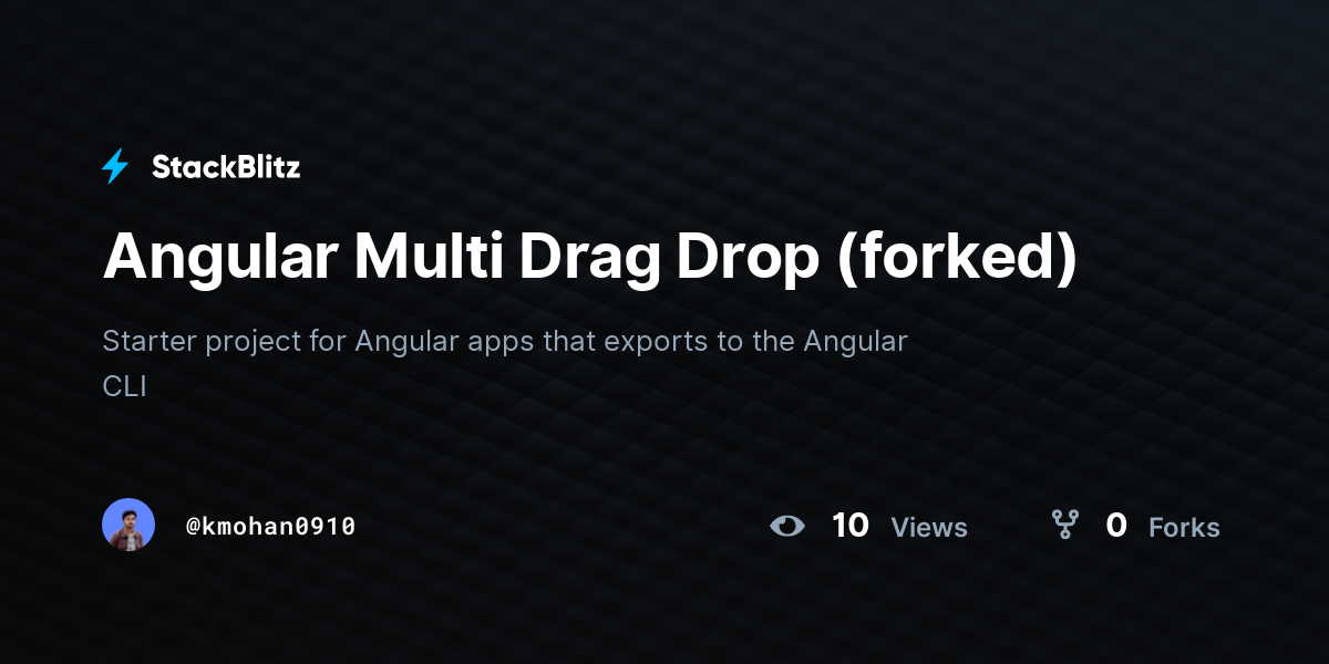 Angular Multi Drag Drop (forked) - StackBlitz Angular Multi Drag Drop (forked) - StackBlitz