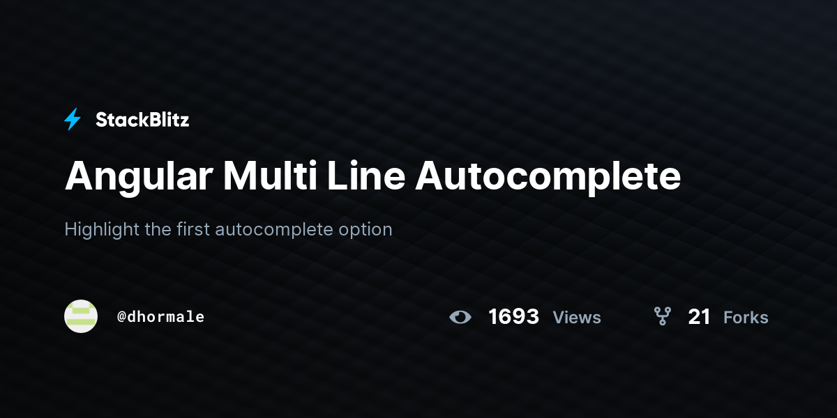 Angular Multi Line Autocomplete - StackBlitz