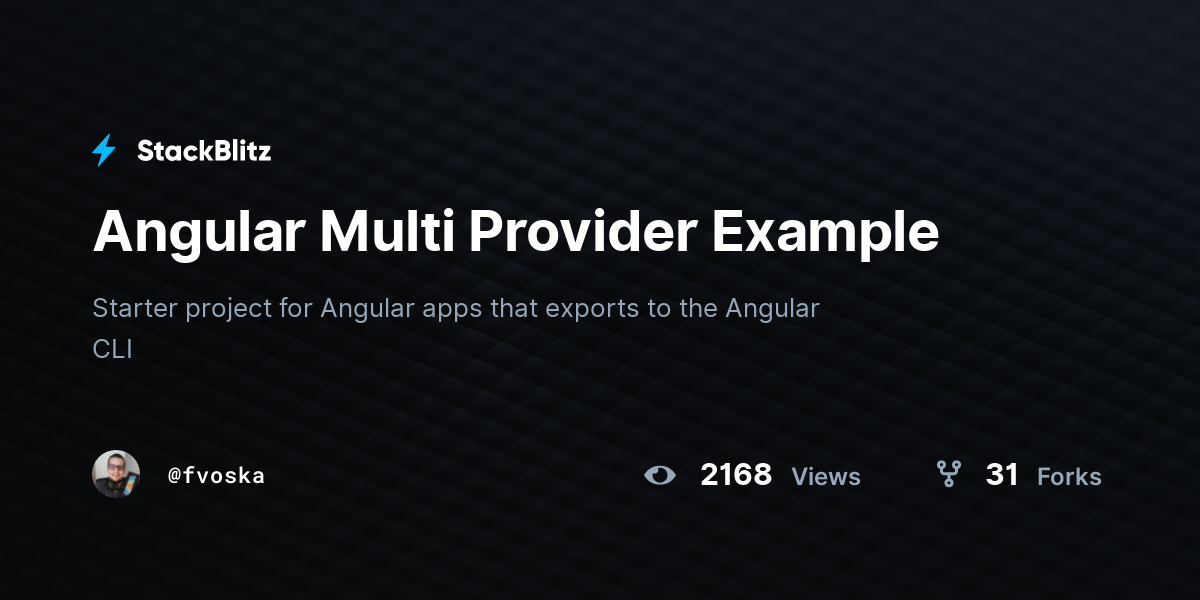 Angular Multi Provider Example - StackBlitz