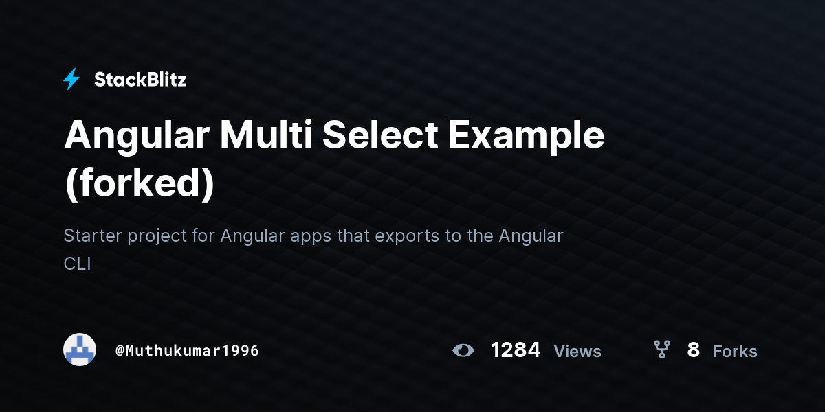 Angular Multi Select Example (forked) - StackBlitz