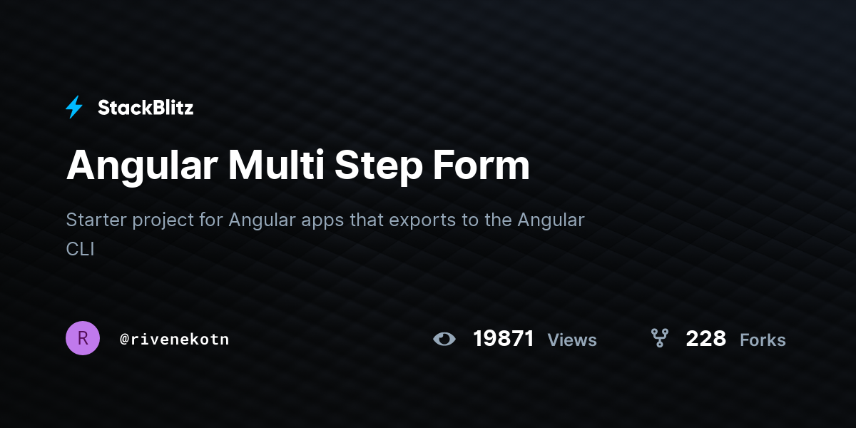 Angular Multi Step Form - StackBlitz
