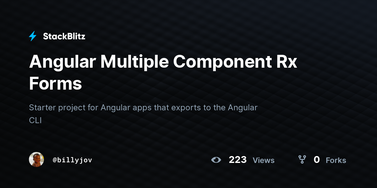 Angular Multiple Component Rx Forms Stackblitz