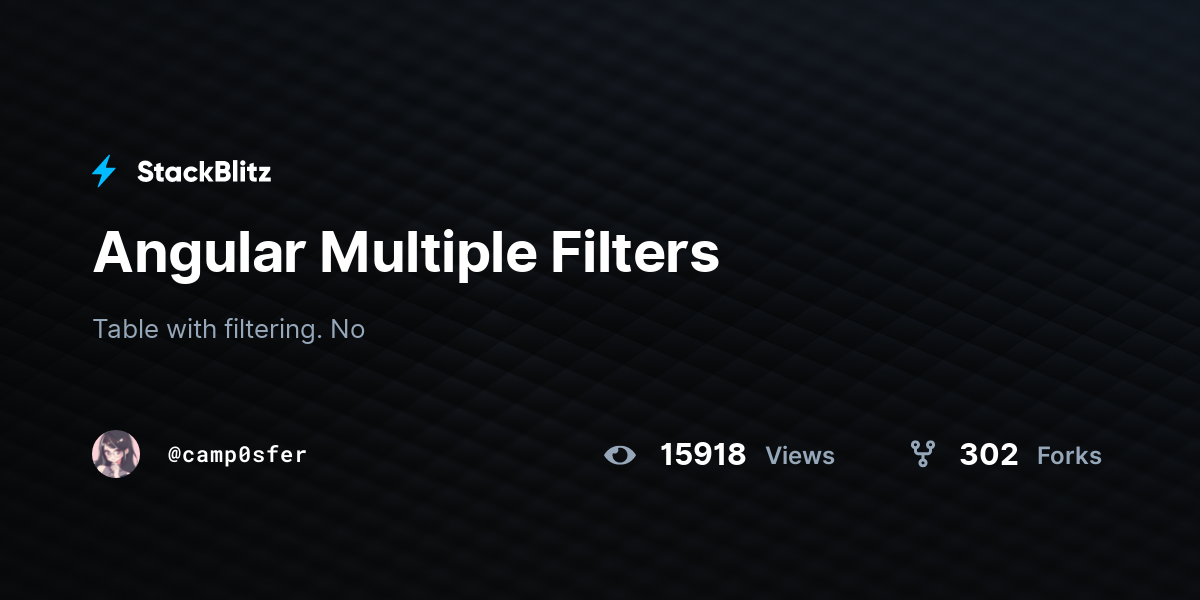 Angular Multiple Filters - StackBlitz