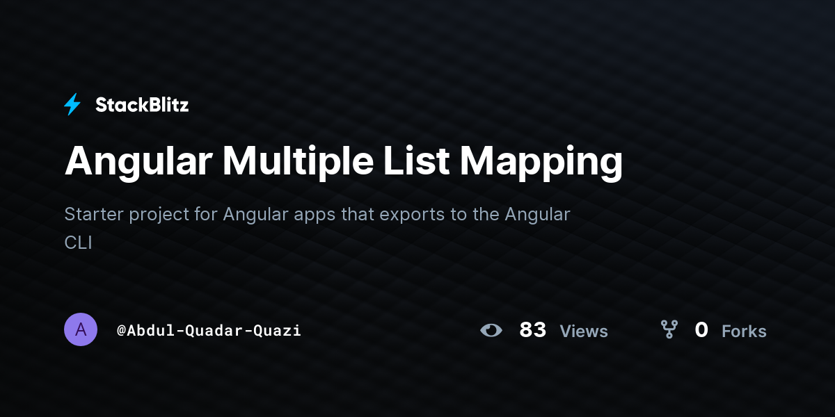 Angular Multiple List Mapping - StackBlitz