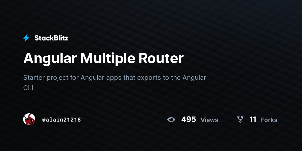 Angular Multiple Router - StackBlitz Angular Multiple Router - StackBlitz