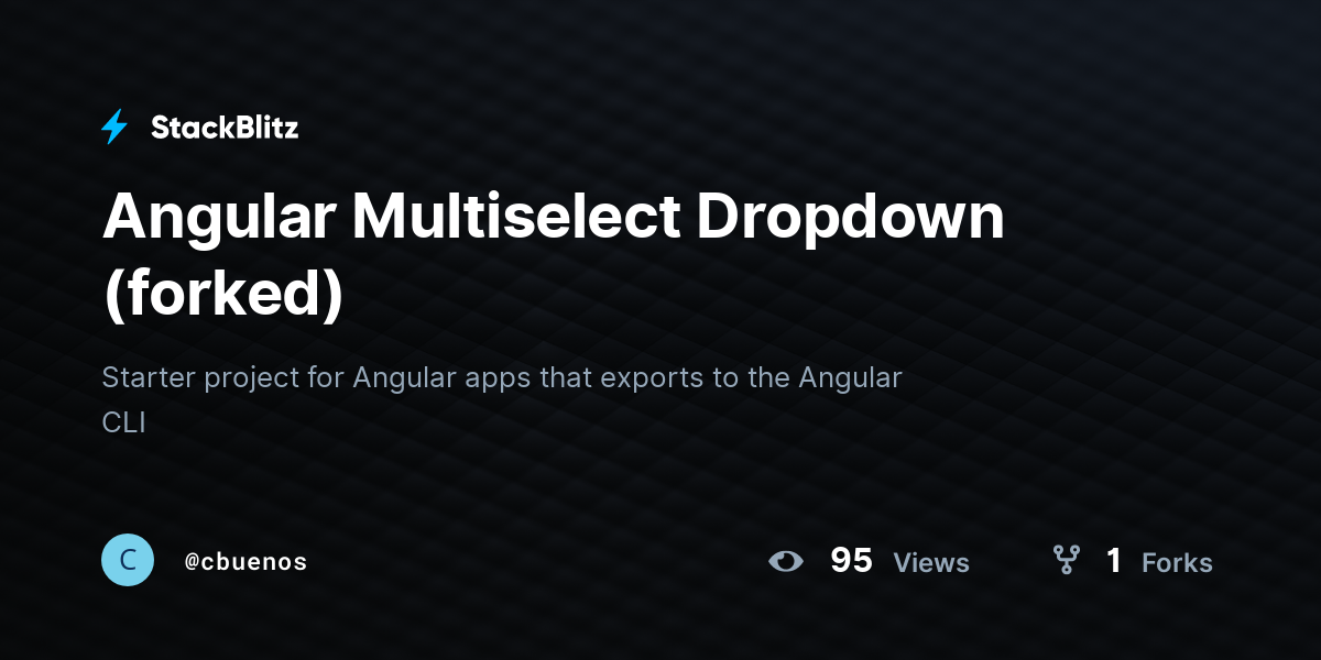 Angular Multiselect Dropdown (forked) - StackBlitz Angular Multiselect Dropdown (forked) - StackBlitz