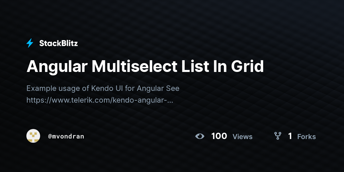 Angular Multiselect List In Grid - StackBlitz