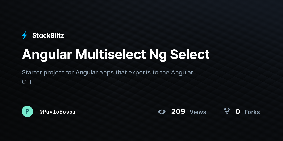 Angular Multiselect Ng Select - StackBlitz