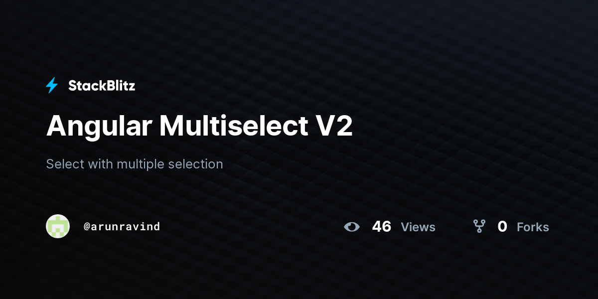 Angular Multiselect V2 - StackBlitz