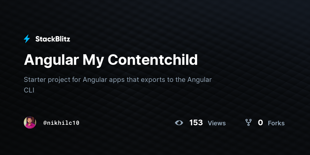 Angular My Contentchild - StackBlitz