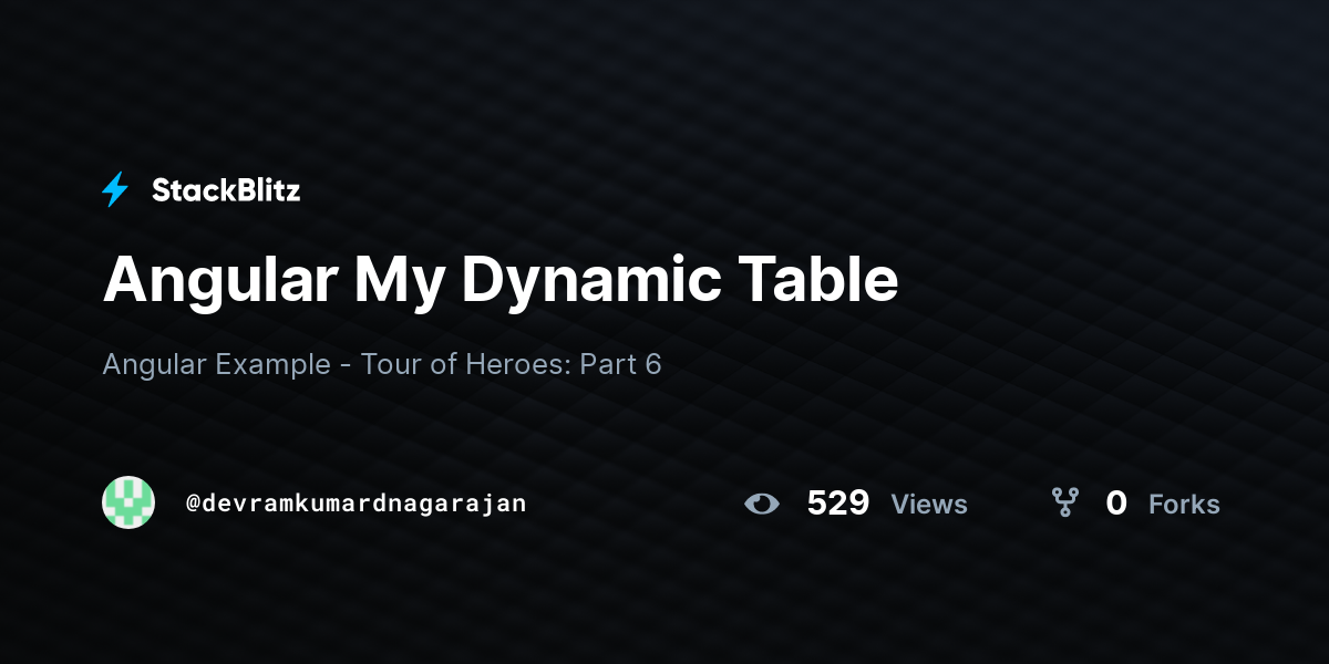 Angular My Dynamic Table - StackBlitz