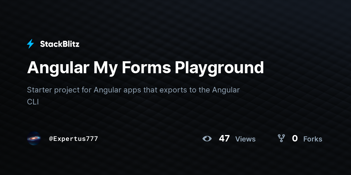 Angular My Forms Playground - StackBlitz