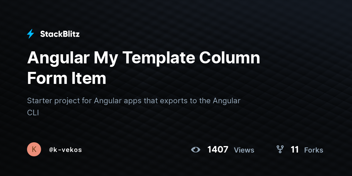 Angular My Template Column Form Item - StackBlitz