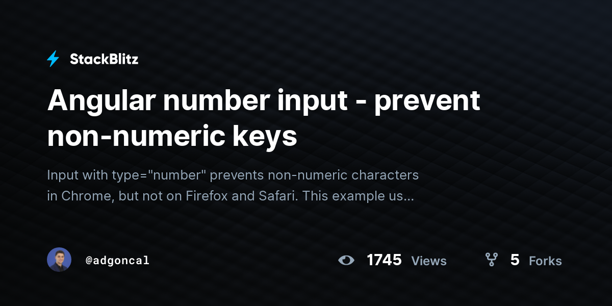 Angular number input - prevent non-numeric keys - StackBlitz