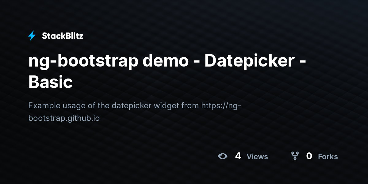 ng-bootstrap demo - Datepicker - Basic - StackBlitz