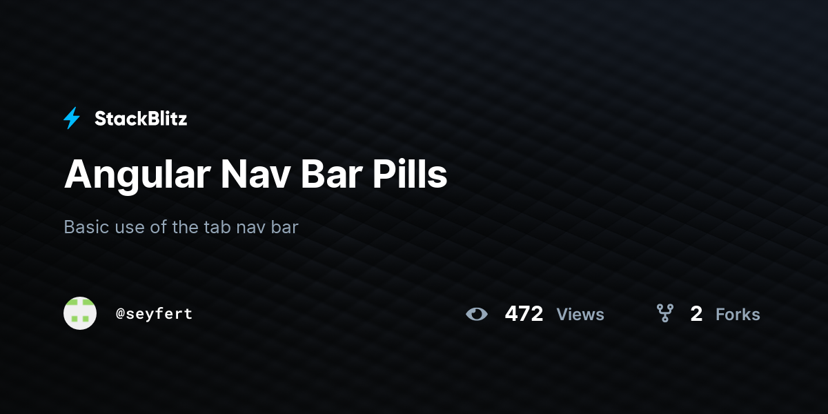 Angular Nav Bar Pills - StackBlitz