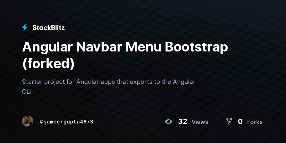 Angular Navbar Menu Bootstrap (forked) - StackBlitz Angular Navbar Menu Bootstrap (forked) - StackBlitz