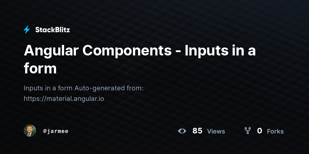 Angular Components Inputs In A Form Stackblitz