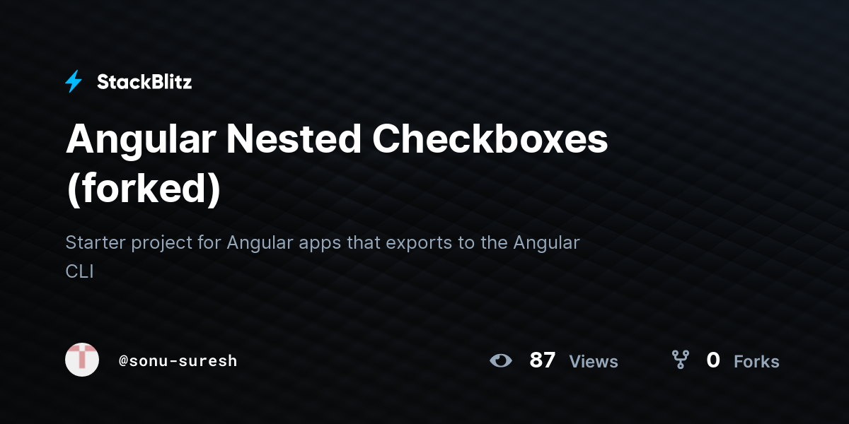 Angular Nested Checkboxes (forked) - StackBlitz Angular Nested Checkboxes (forked) - StackBlitz