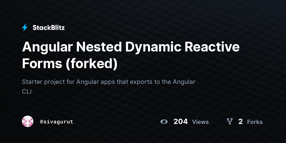 Angular Nested Dynamic Reactive Forms (forked) - StackBlitz