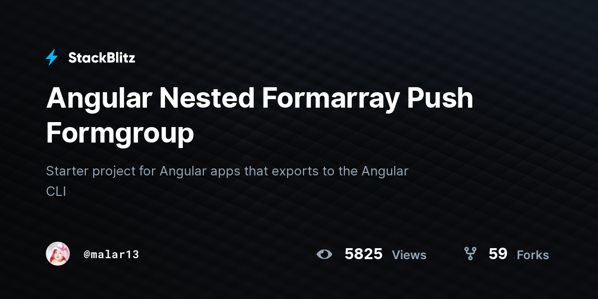 Angular Nested Formarray Push Formgroup - StackBlitz