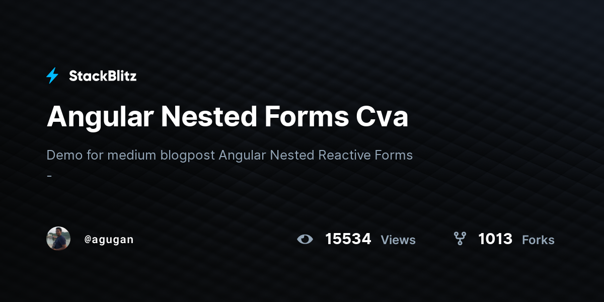 Angular Nested Forms Cva - StackBlitz Angular Nested Forms Cva - StackBlitz