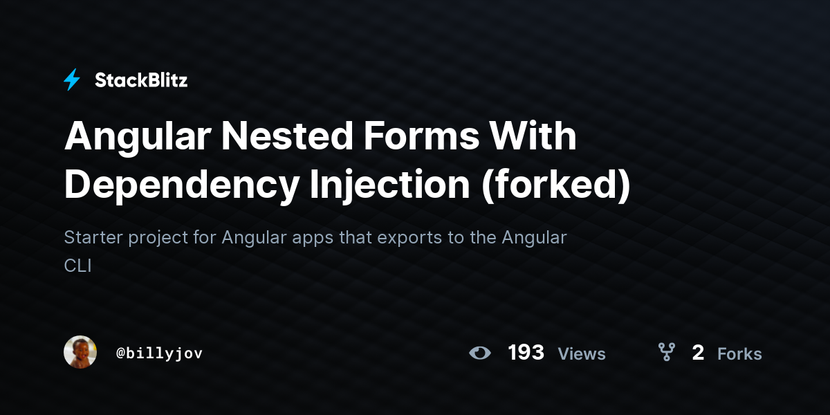 Angular Nested Forms With Dependency Injection Forked Stackblitz 7738