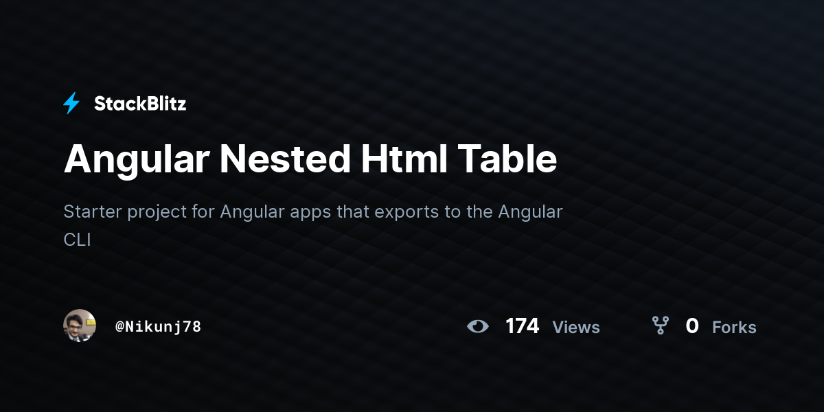 Angular Nested Html Table - StackBlitz Angular Nested Html Table - StackBlitz
