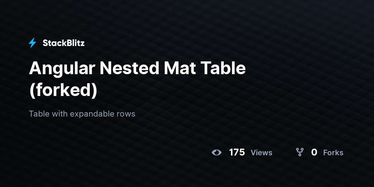 Angular Nested Mat Table (forked) - StackBlitz Angular Nested Mat Table (forked) - StackBlitz