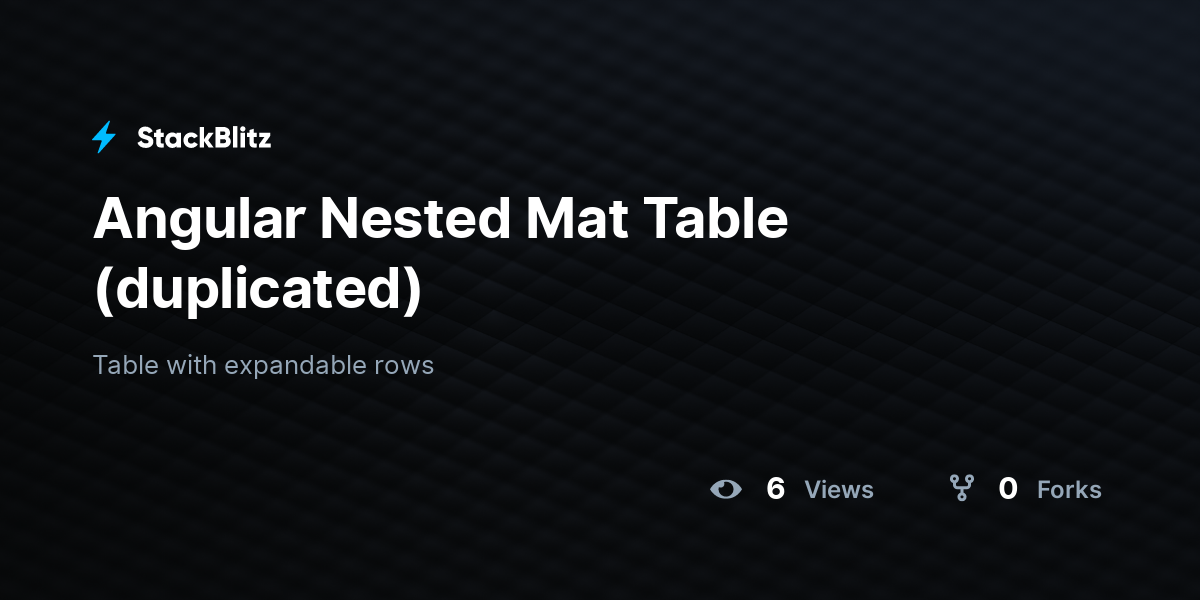 Angular Nested Mat Table (duplicated) - StackBlitz