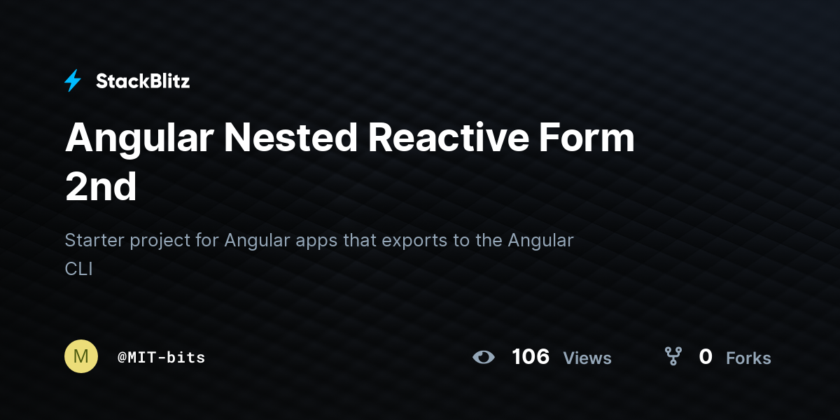 Angular Nested Reactive Form 2nd - StackBlitz