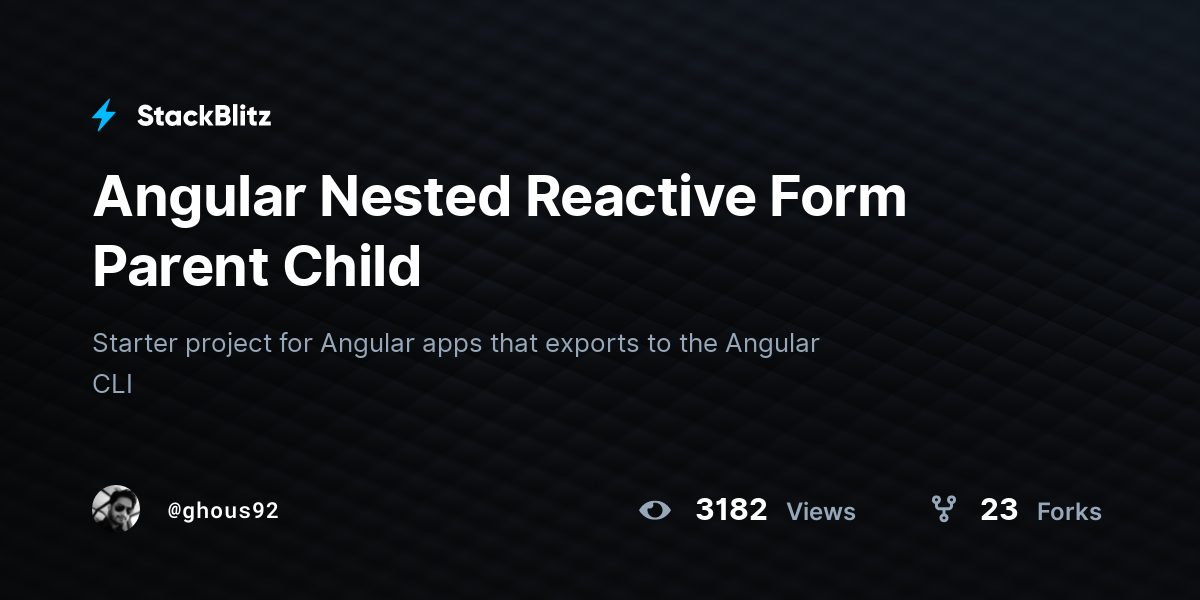 Angular Nested Reactive Form Parent Child - StackBlitz