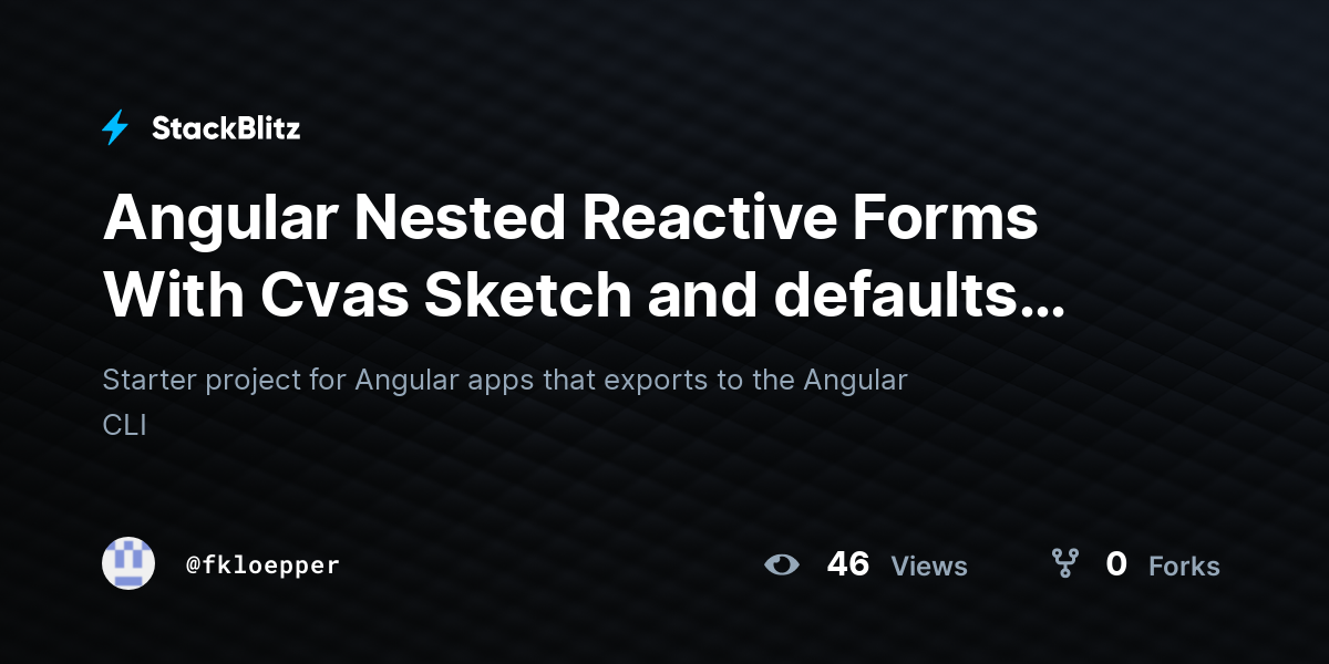 Angular Nested Reactive Forms With Cvas Sketch and defaults (forked ... Angular Nested Reactive Forms With Cvas Sketch and defaults (forked ...
