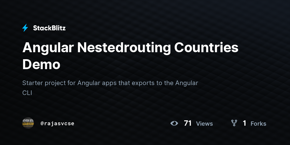 Angular Nestedrouting Countries Demo - StackBlitz