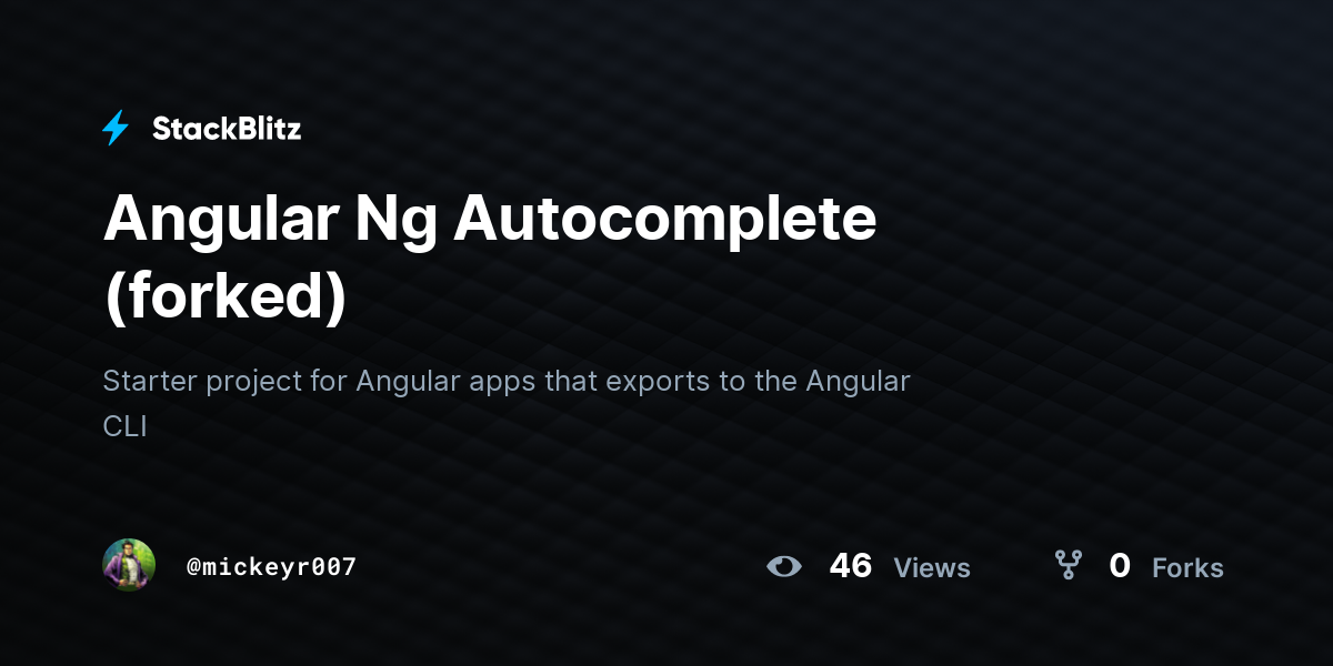 Angular Ng Autocomplete (forked) - StackBlitz